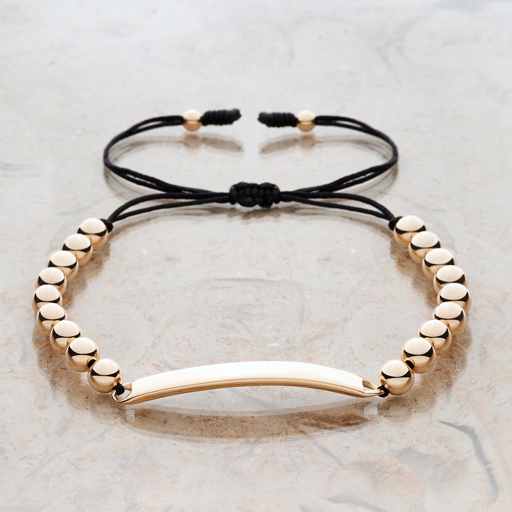 Pulsera Balines Completa Oro Laminado con Placa – Esmeraldas Colombia